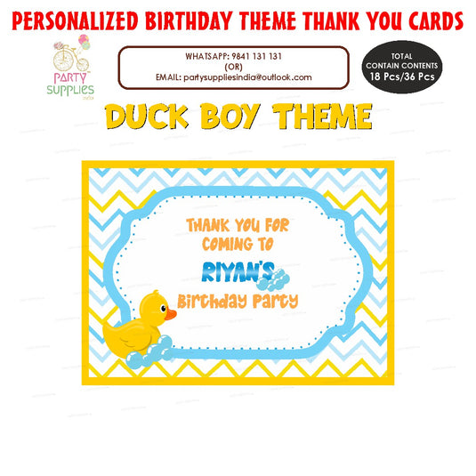 Duck Theme Boy Thank You Card | Personalized party supplies Online ...