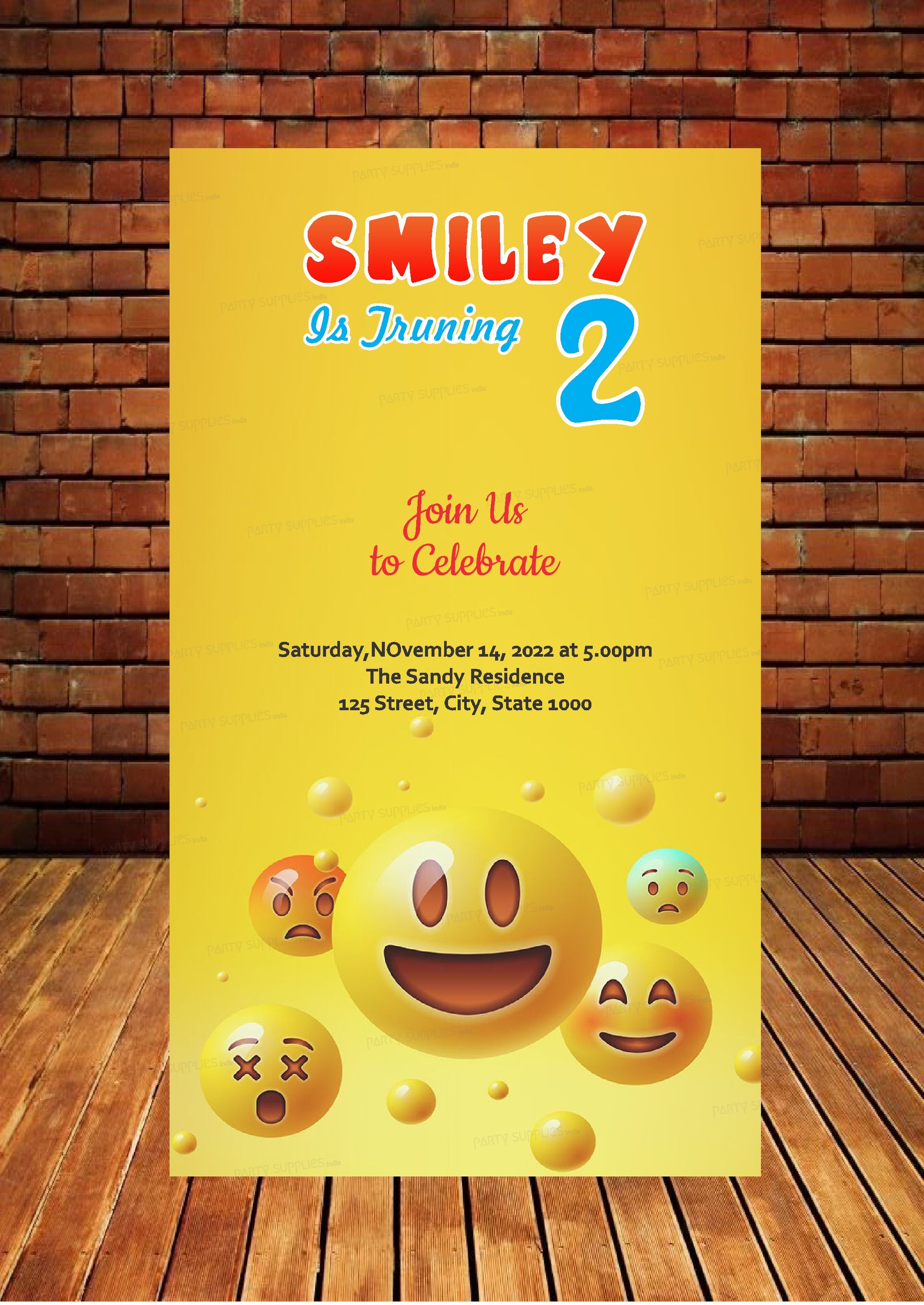 PSI Emoji Themes Customized Invite | Kids birthday party – Party ...