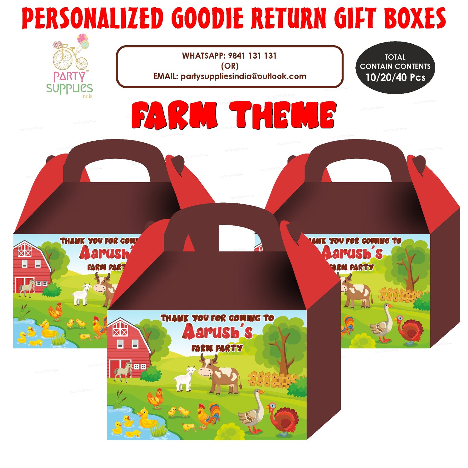 PSI Farm theme Goodie Return Gift Boxes | Birthday Party Supplies ...