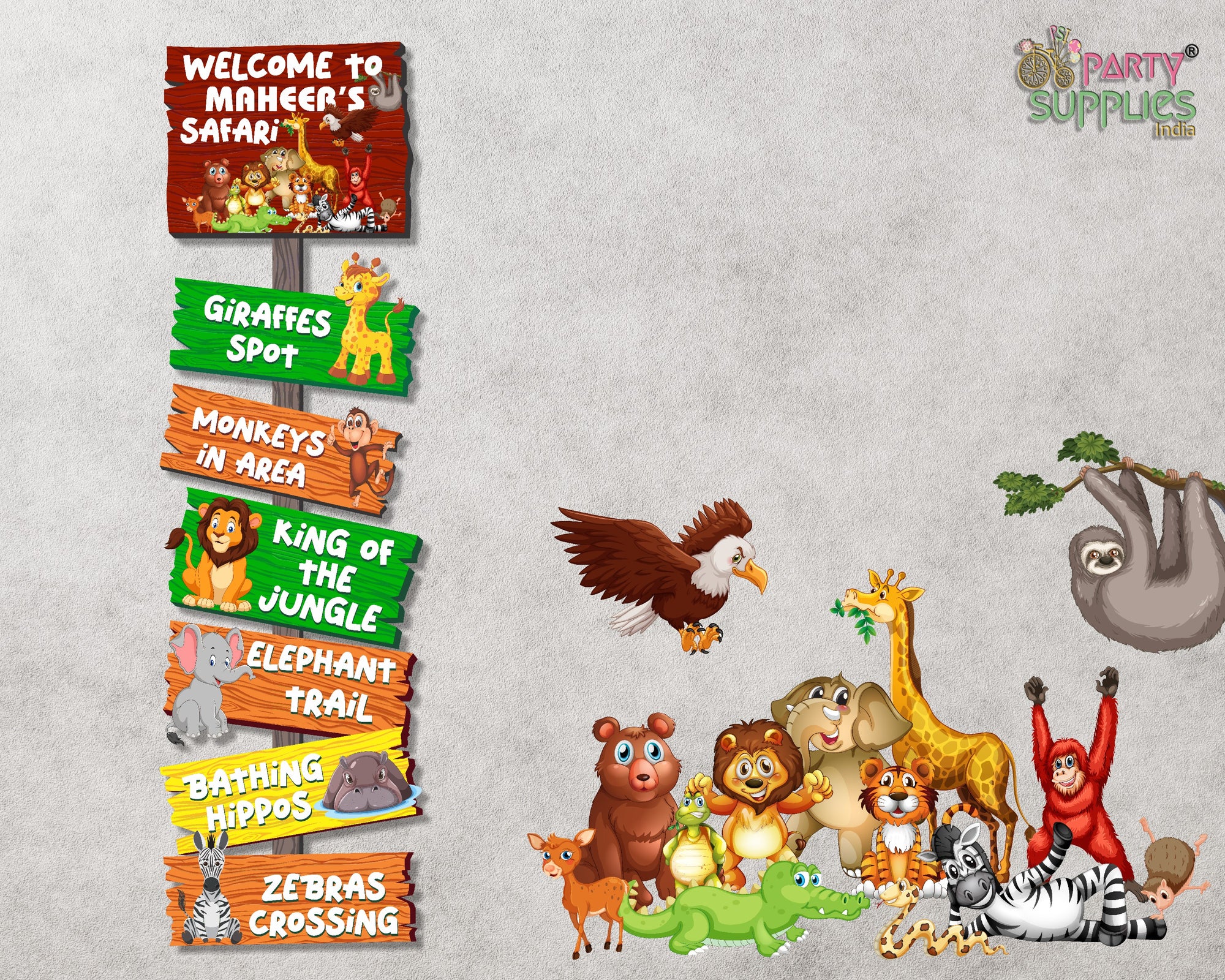 Jungle Theme Welcome Board | Personalized Party Supplies India Online