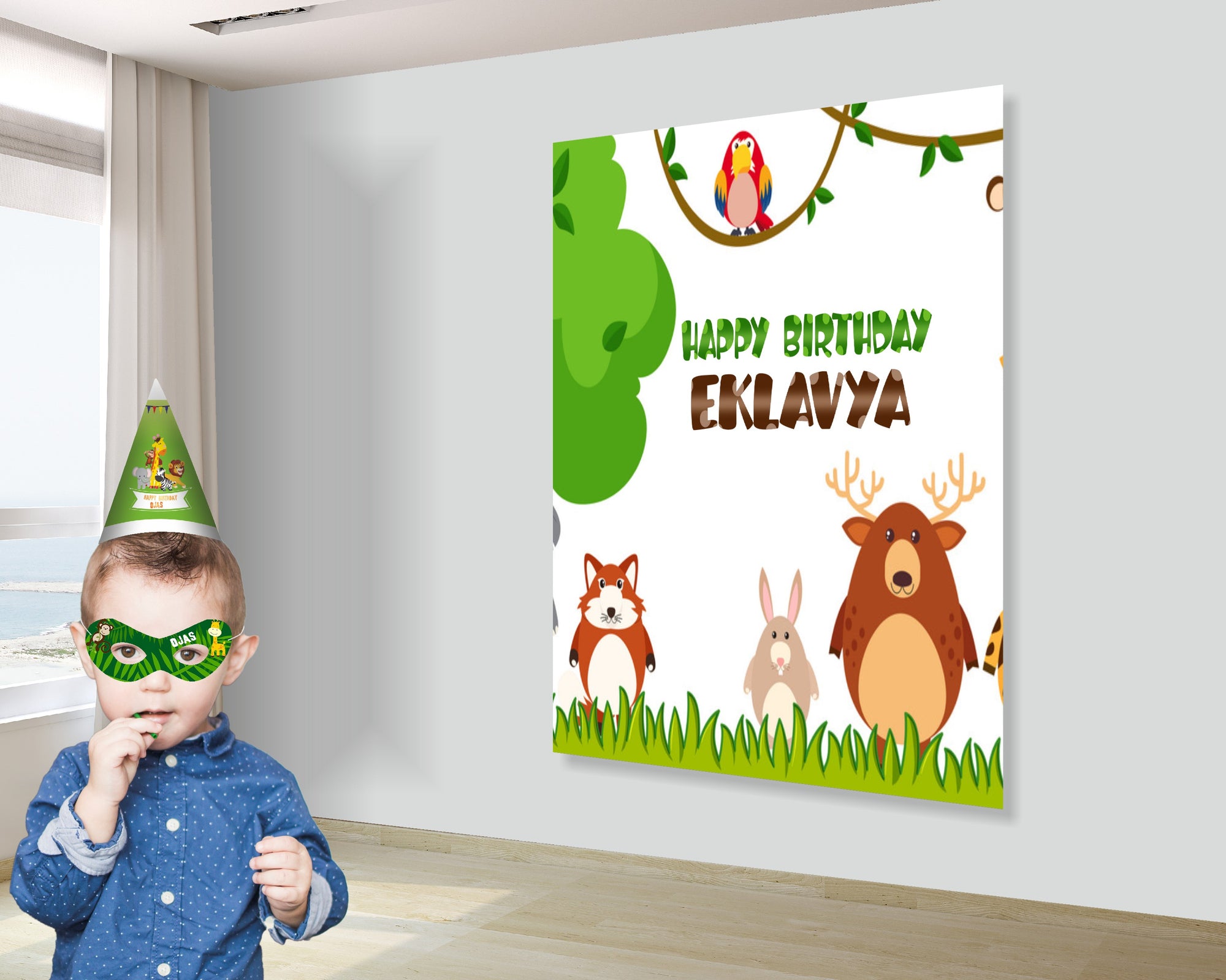 Jungle Theme Square Backdrop | Birthday party decoration online – Party ...