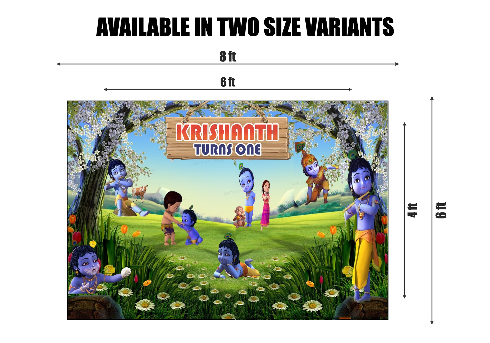 Little Krishna Grass theme backdrop | Birthday Party Decorations ...