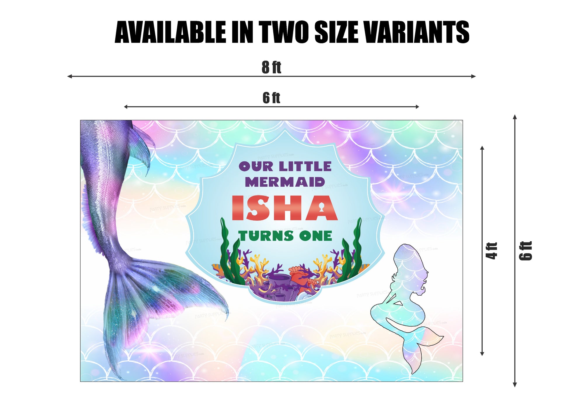 Mermaid Theme Personalized Backdrop | Party Supplies India Online