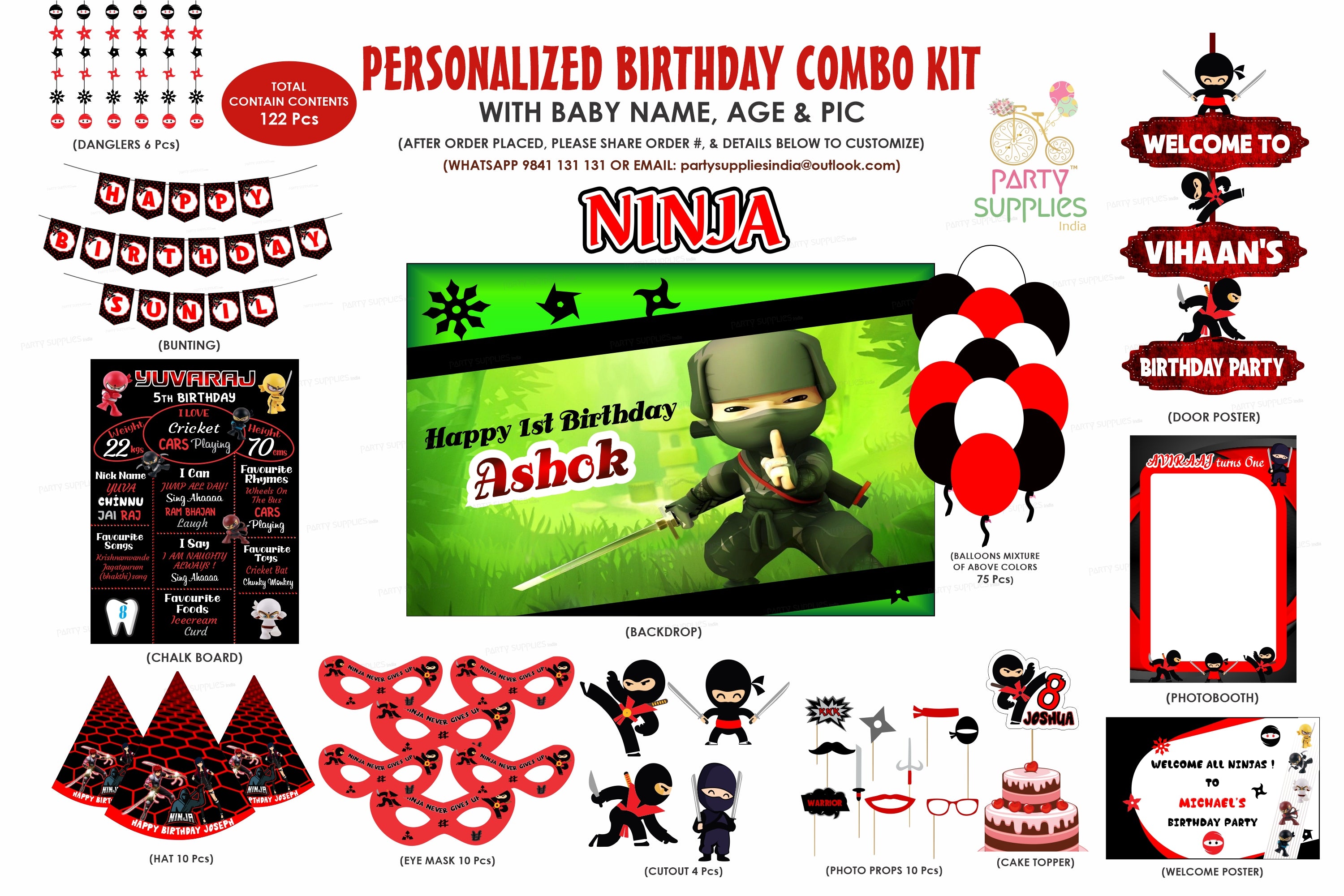 Ninja Theme Classic Combo Kit | Birthday Party Supplies Online – Party ...