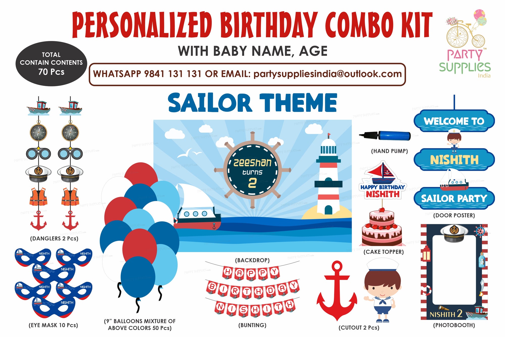 Sailor Theme Exclusive Kit | Customized Birthday Party Supplies – Party ...