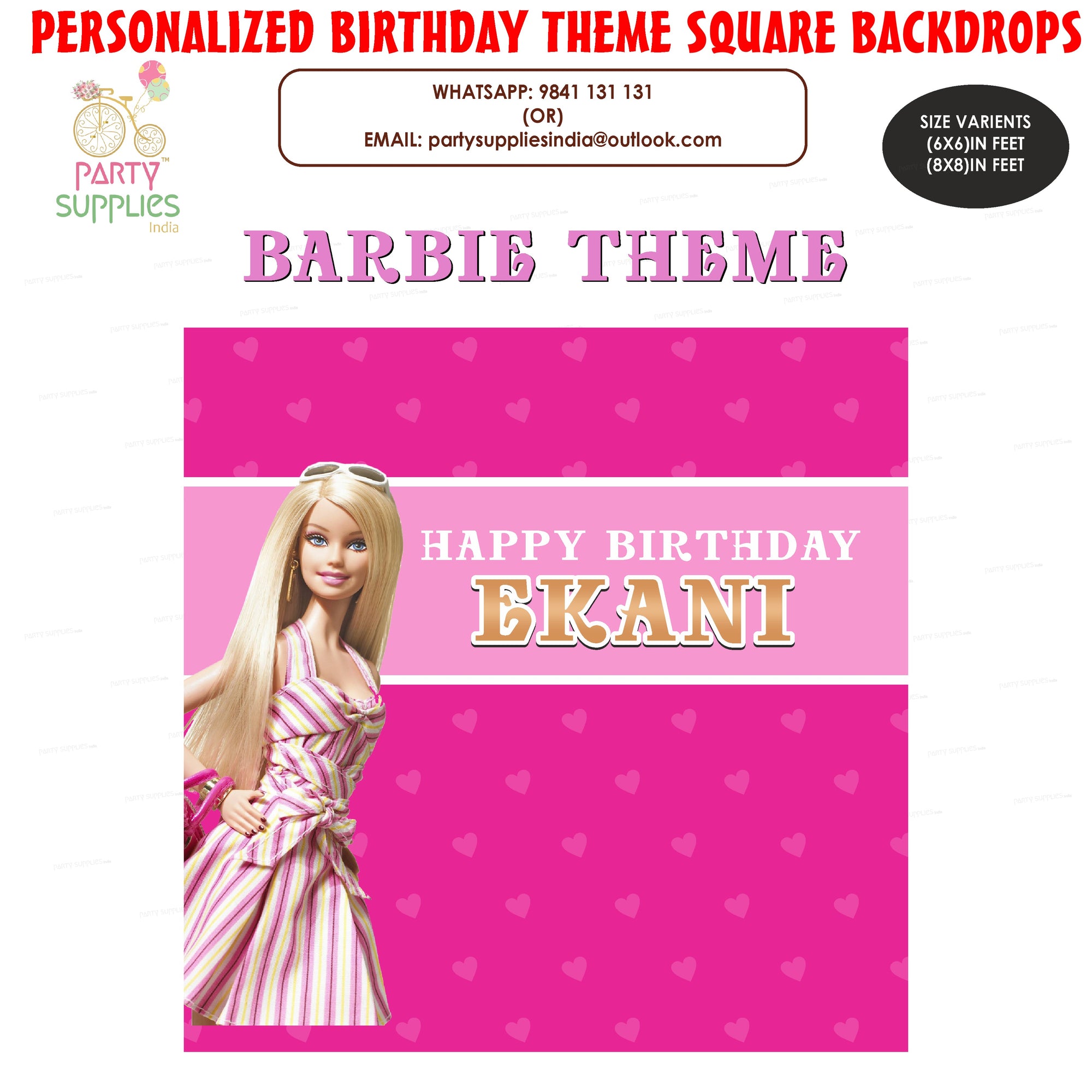 Barbie Theme Square Backdrop | Party supplies online – Party Supplies India