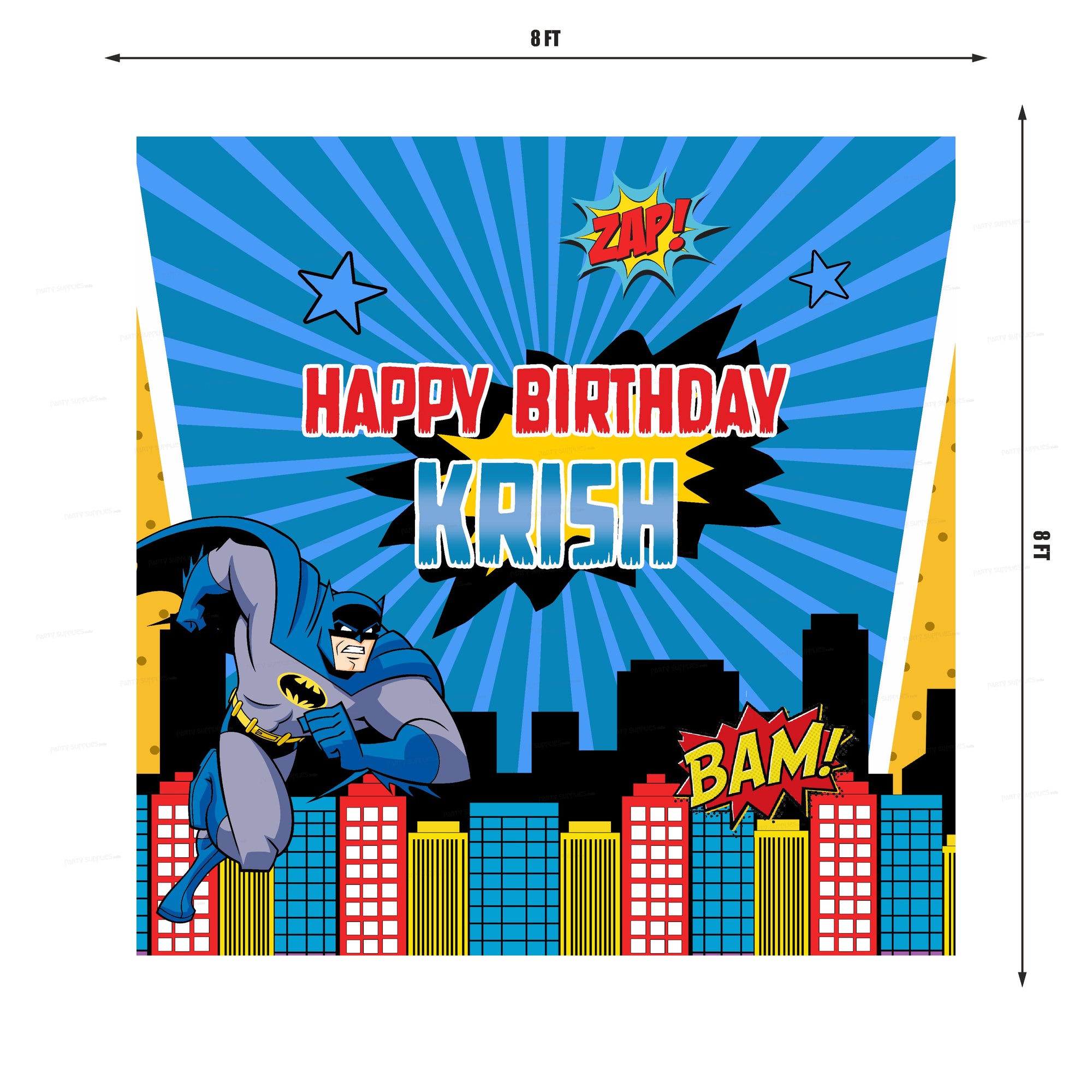 PSI Batman Theme Square Personalized Backdrop | Party supplies online ...