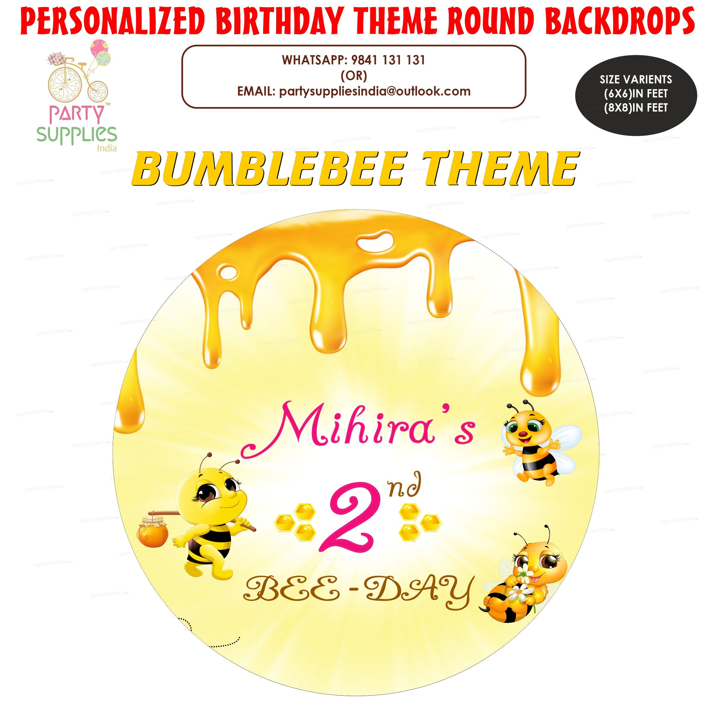 Bumble Bee Theme Round Backdrop | Party supplies online – Party ...