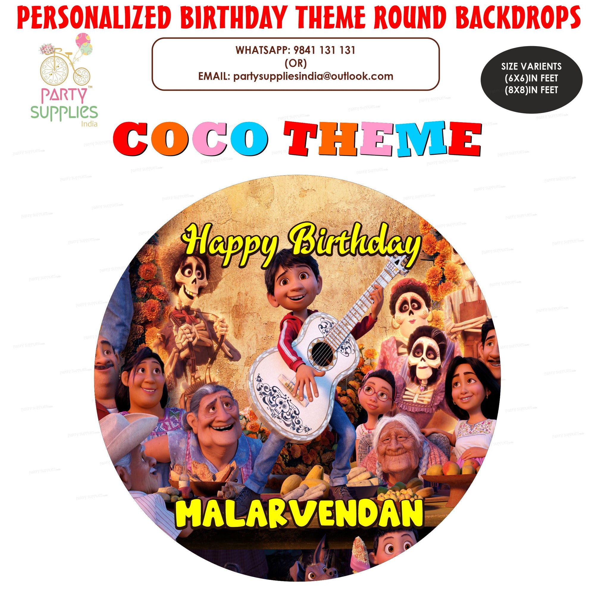 Coco Theme Premium Round Backdrop | Party supplies online – Party ...