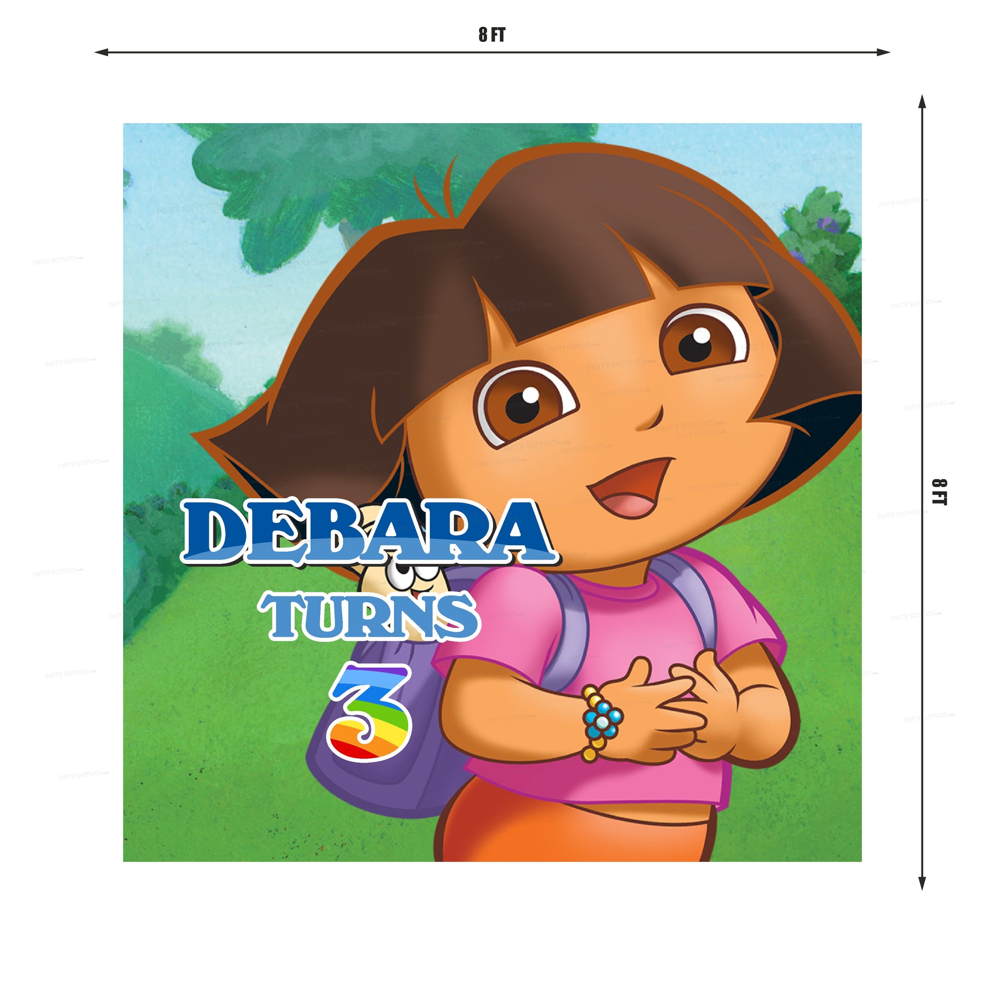 Dora Theme Square Backdrop | Customized party supplies Online – Party ...