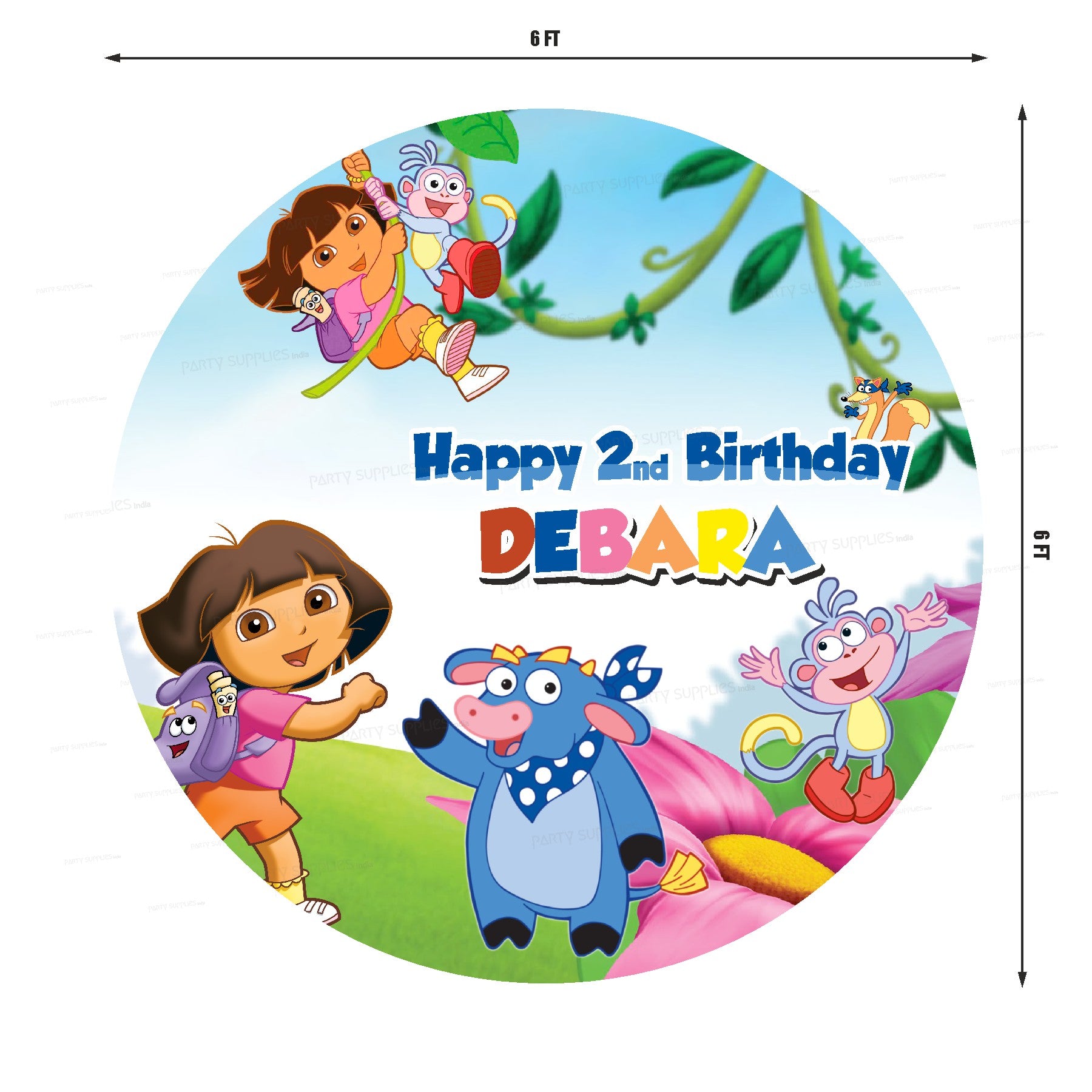 Dora Theme Customized Backdrop | Birthday Party Supplies Online – Party ...