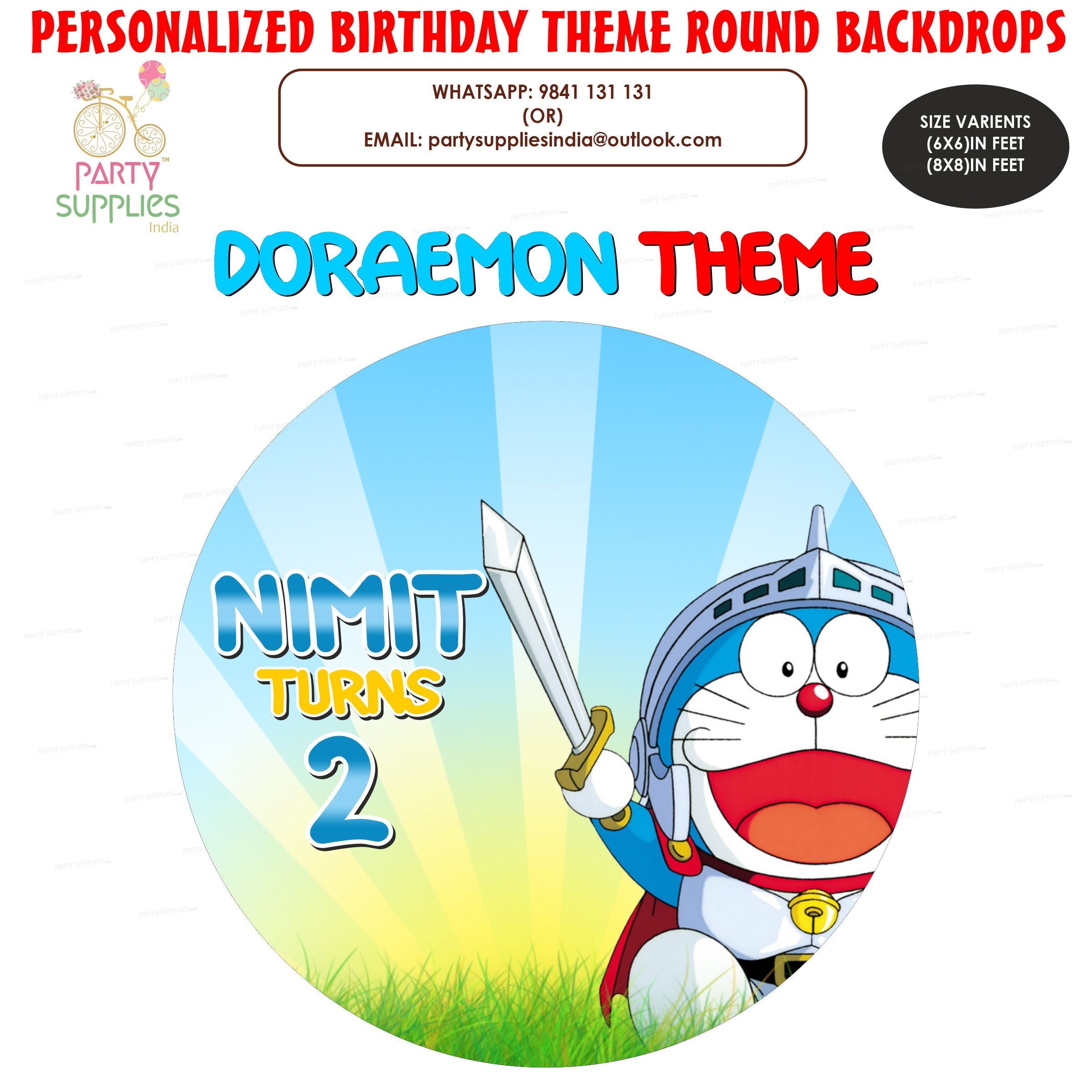 Doraemon Theme Round Backdrop | Birthday party decoration online ...
