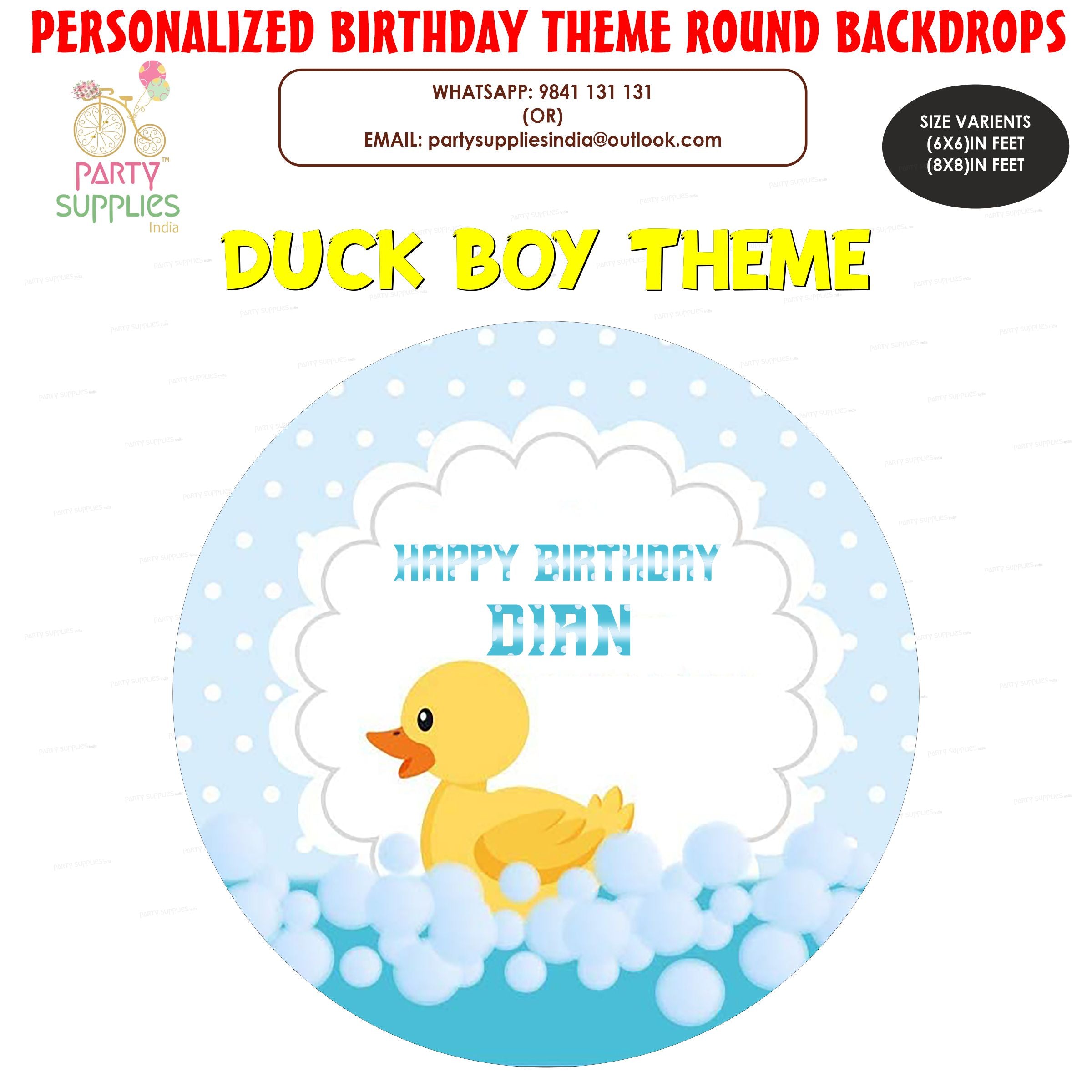 Duck Theme Boy Round Backdrop | Party supplies online – Party Supplies ...
