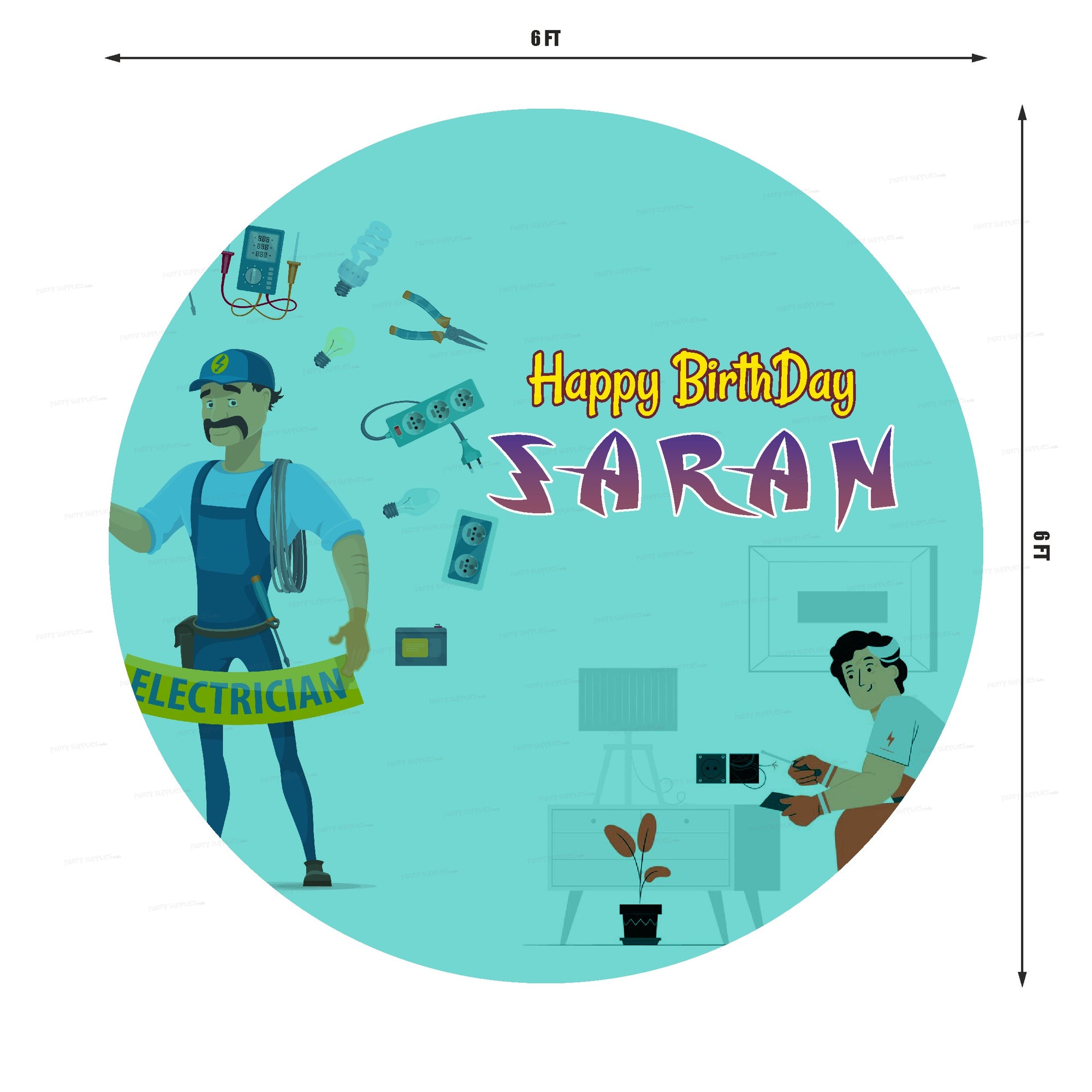 Electrician Theme Personalized Backdrop | Party supplies online – Party ...