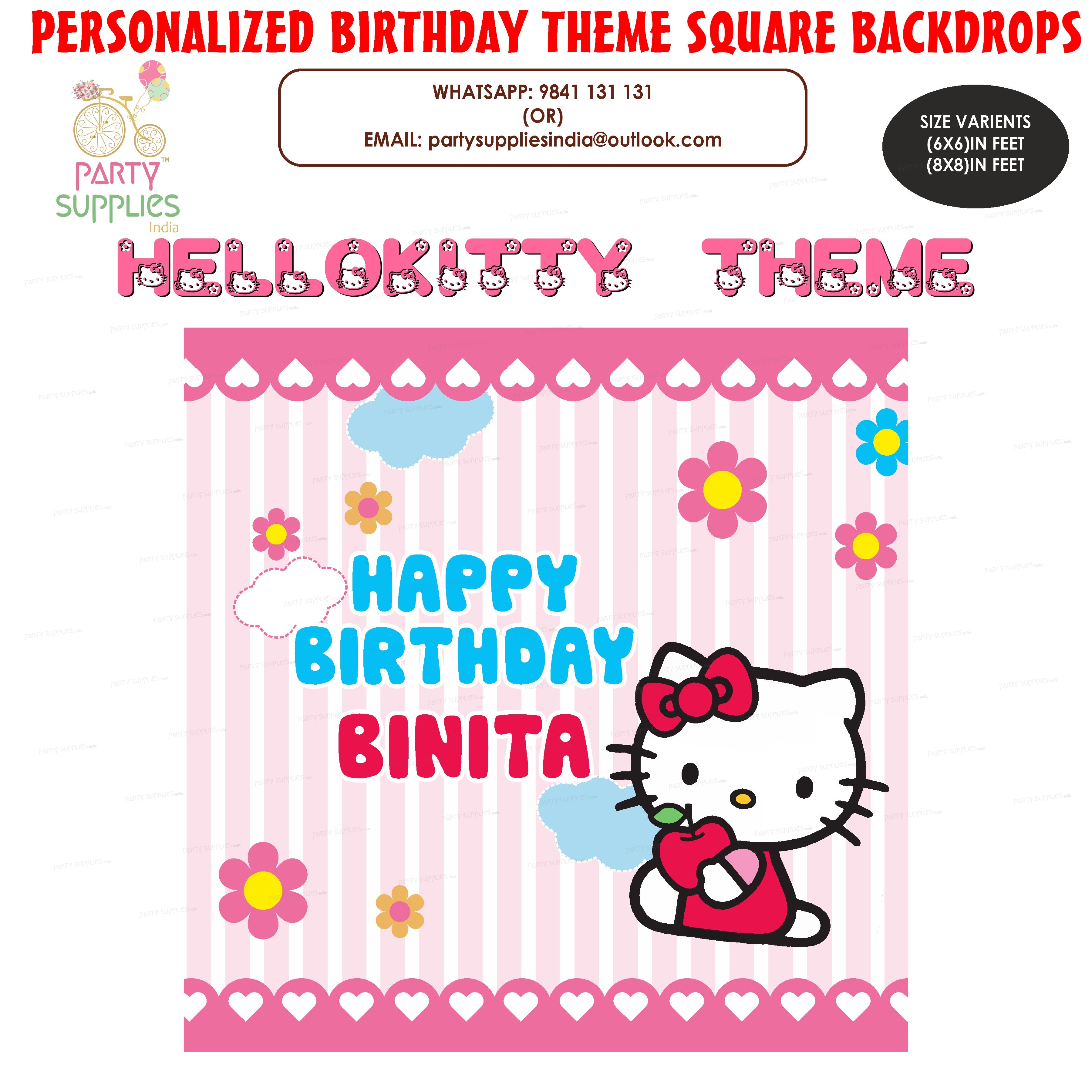 PSI Hello Kitty Theme Customized Square Backdrop | Kids birthday party ...