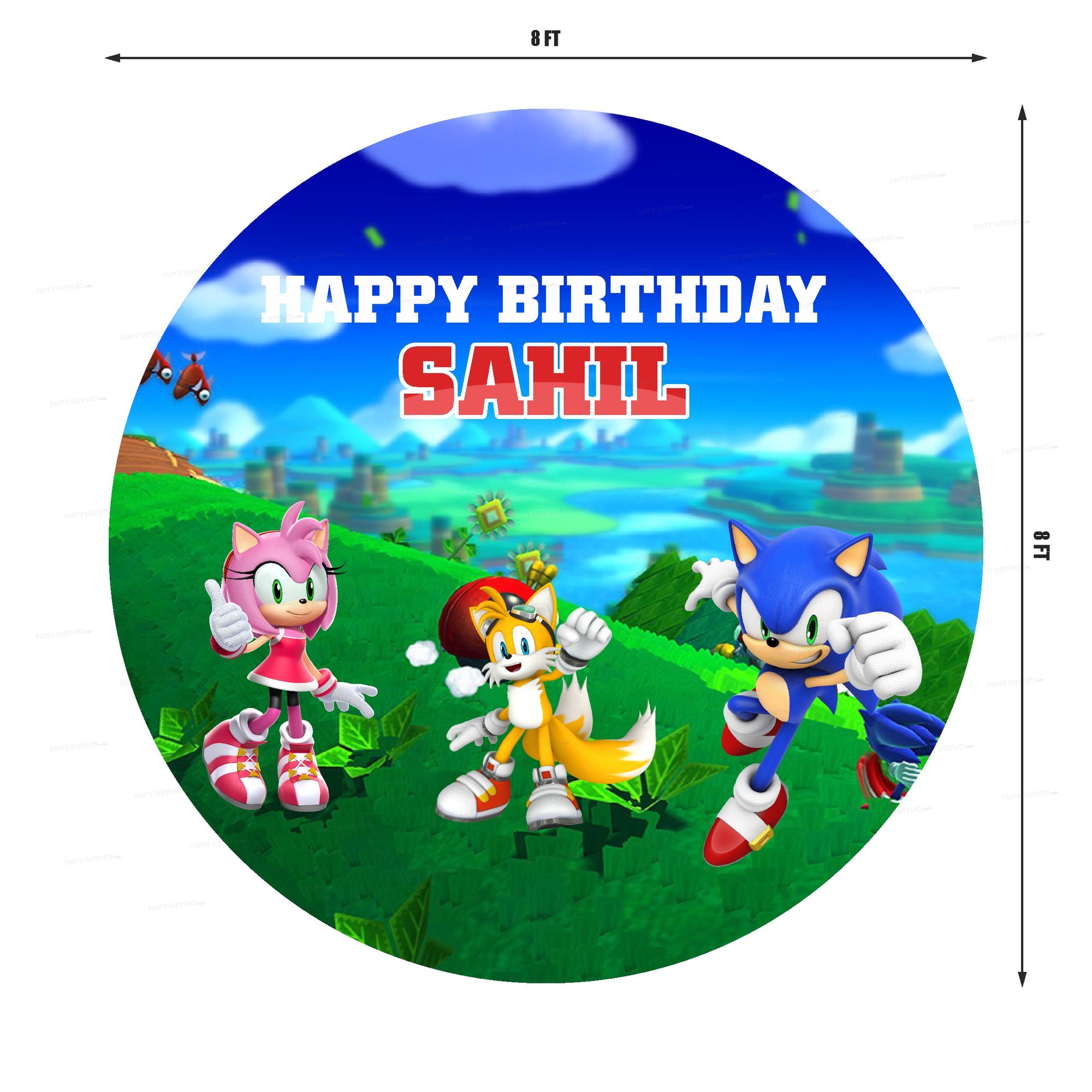 PSI Sonic the Hedgehog Theme Personalized Round Backdrop | Customized ...