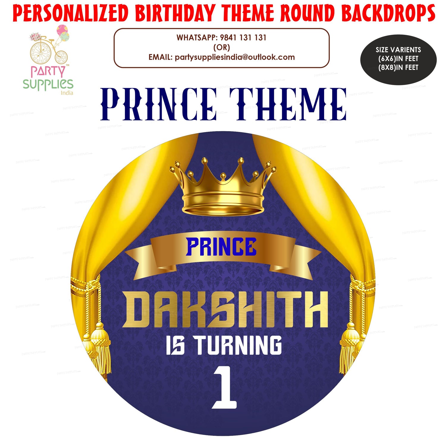 Prince Theme Round Backdrop | Party supplies online – Party Supplies India