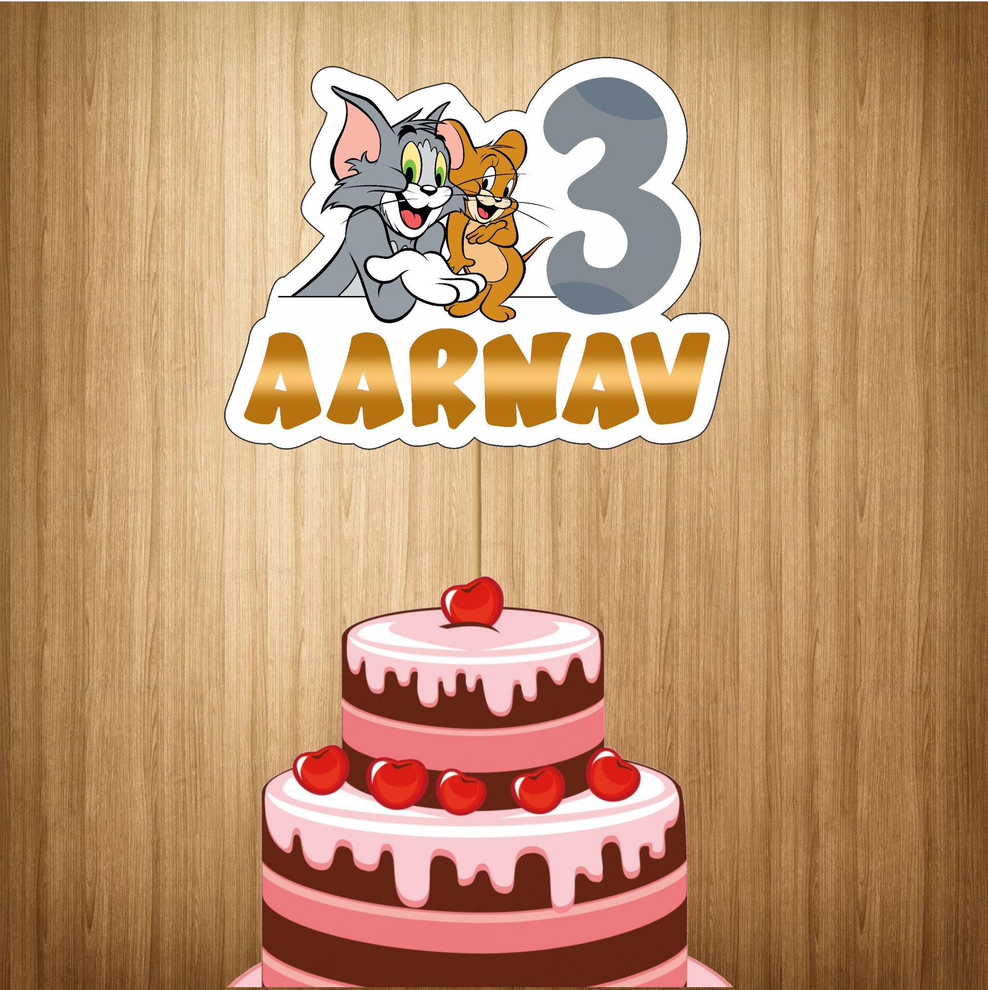 Tom & Jerry Theme Cake Topper | Personalized Birthday Party Supplies ...