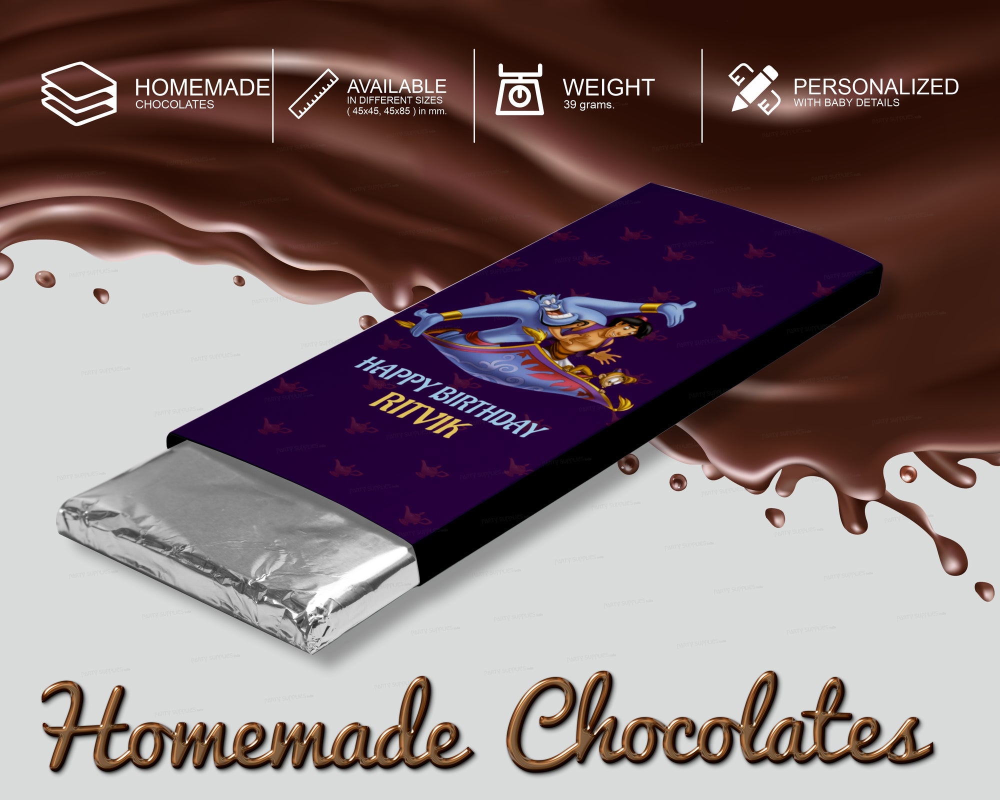 Aladdin Theme Home Made Chocolate Return Gifts – Party Supplies India