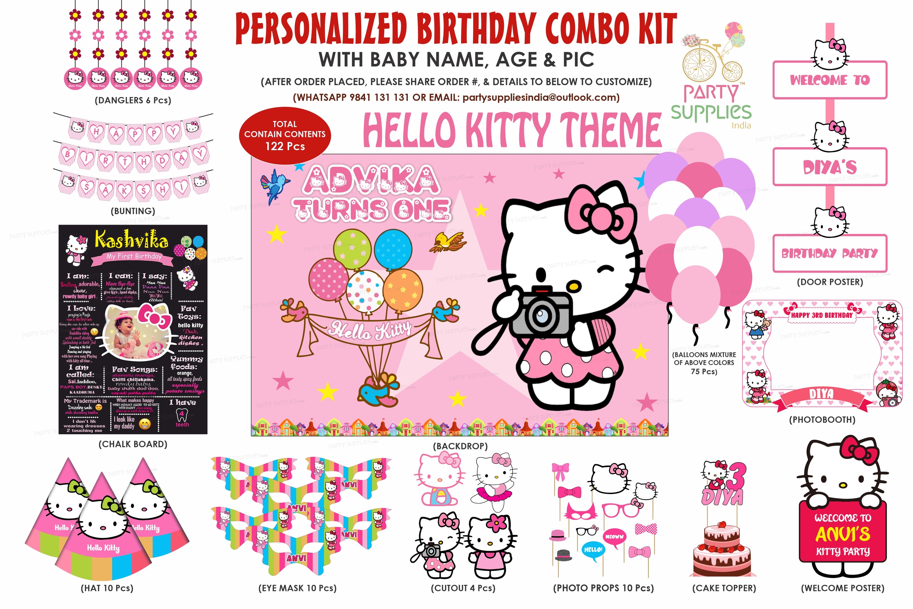 Hello Kitty Personalized Theme Combo Kits for Birthdays | Theme Kits ...